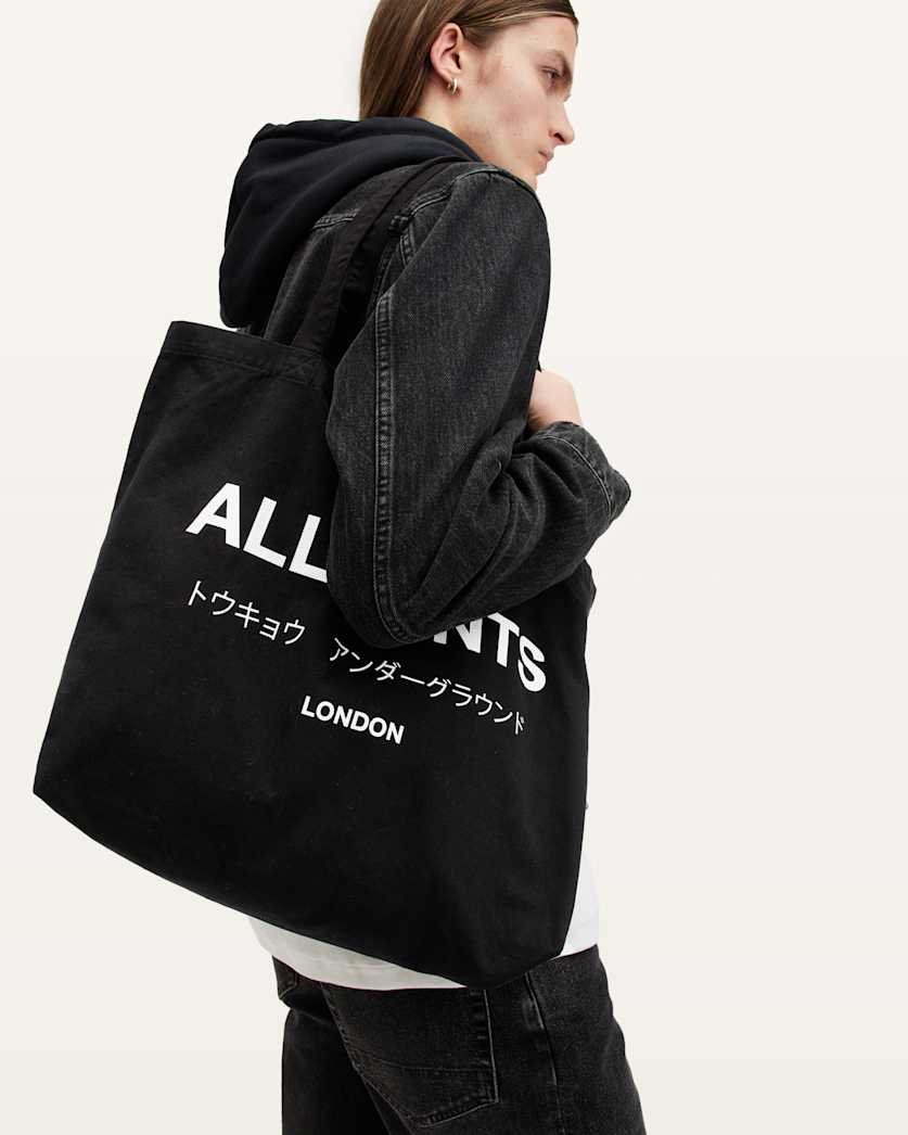 Underground Logo Printed Tote Bag Black/Chalk | ALLSAINTS